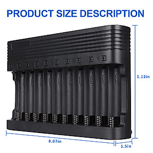 Skywolfeye 18650 Battery Charger 10 Bays Universal Charger for Flashlight Headlamp Battery 3.7v Li-ion Rechargeable Batteries 26650 14500 16340 18500 10440 18350 17670 18650 Charger