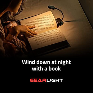 GearLight Rechargeable Book Light for Reading in Bed - Stocking Stuffers 2 Pack Adjustable LED Clip-on Reading Light for Books in Bed - Reading Lamp Book Accessories for Adults & Kids