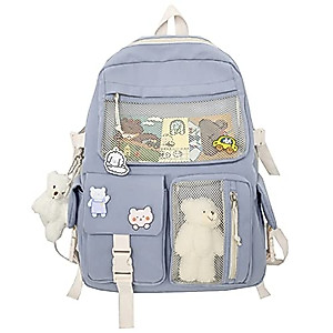 DINGZZ Buckle Badge Women Backpack Candy Color Fashion Cute Student Bag College Backpack (Color : D, Size : 32 * 43 * 13CM)