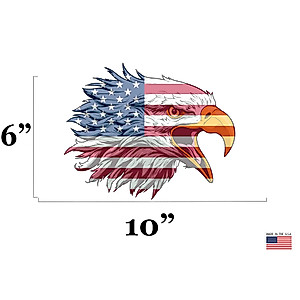 Rogue River Tactical Large 10"x6" American Eagle USA Flag Car Decal Window Die Cut Patriotic Auto Bumper Sticker Vinyl Decal for Car Truck RV SUV Boat Support US Military