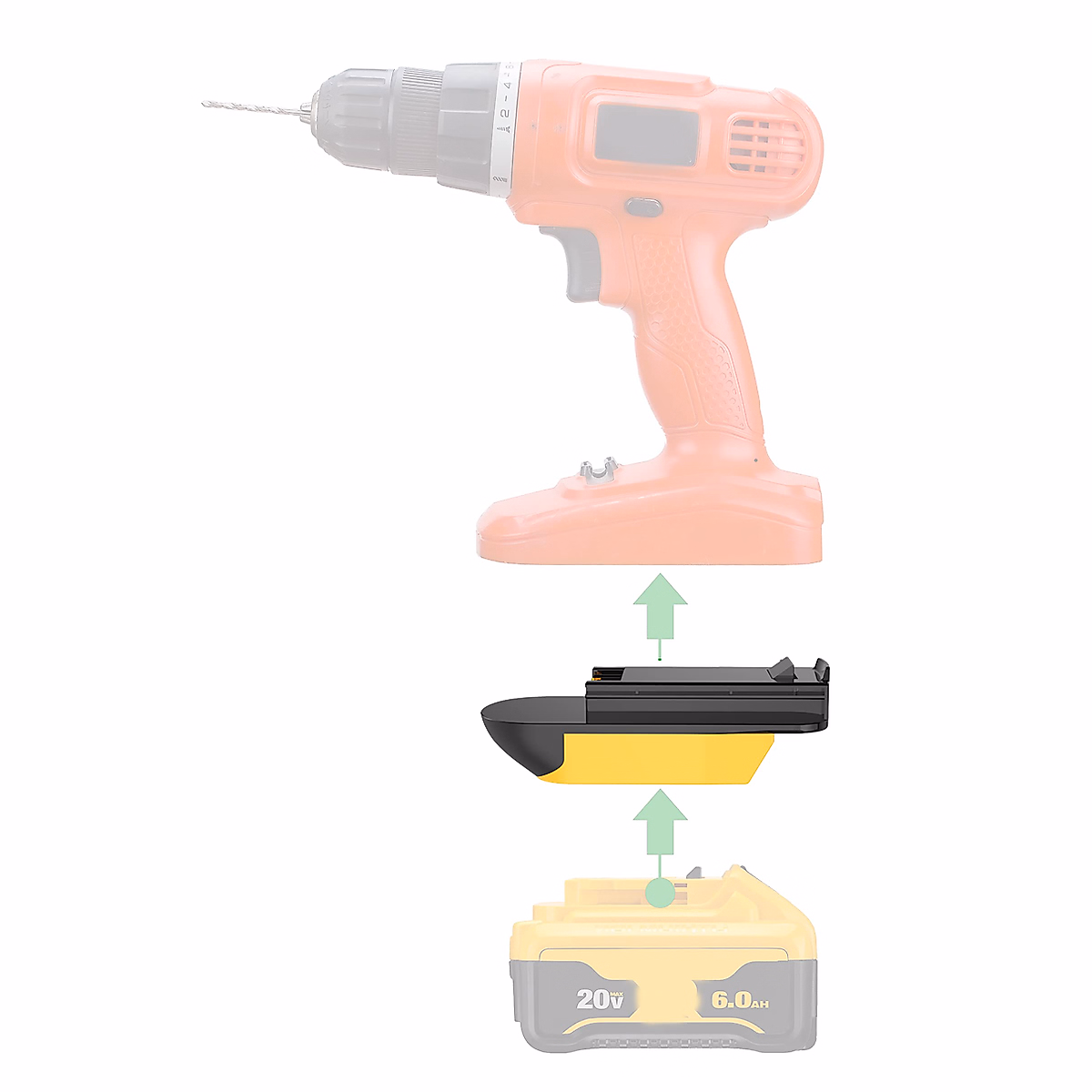 X-Adapter 1x Adapter Only Fits Black & Decker Old 18v Cordless Tools Compatible with DeWalt 20v MAX XR DCB205 Slider Lithium Batteries - Adapter Only, (DW-OLD 18BD)