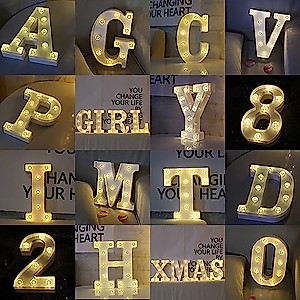 White LED Marquee Letter Lights, Diamond Bulb Marquee Light Up Letters for Christmas Wedding Decorations, Lighted Letter Sign Night Light for Girls Bedroom Birthday Party Wall Decor-V