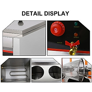 PreAsion 220V Commercial Pasta Cooker 6 Holes Noodle Cooking Machine Pasta Makers Boiler Cooker Machine Noodles Table with 6 Basket Stainless Steel Blade Noodle Dumpling Maker with Noodle Filter