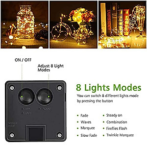 YYGB Solar String Lights Outdoor, 100 LED 10M Solar Garden Lights, Waterproof Copper Wire Solar Fairy Lights with 8 Modes, for Tree, Garden, Home, Wedding, Party