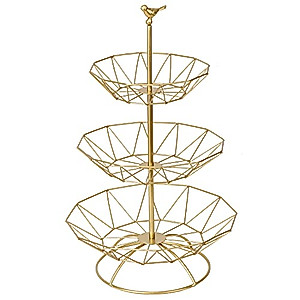 Fruit Bowl, RAUVOLFIA 3-Tier Fruit Basket Fruit Stand Holder for Kitchen, Kitchen Counter & Dining Table Organizer for Fruits Snacks Vegetables