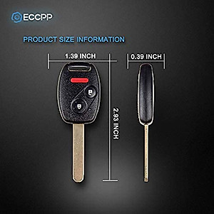 ECCPP for honda accord key fob Uncut Keyless Entry Remote Car Key Fob for 07 08 09 10 11 12 13 14 15 honda key fob CR-Z CRV FIT Insight Accord Crosstour key fob 313.8MHz MLBHLIK-1T (Pack of 2)