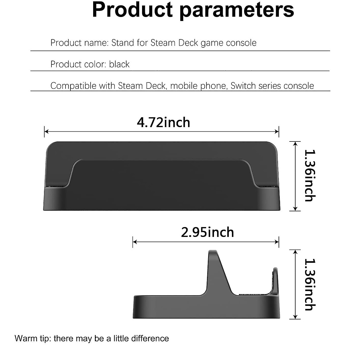 TIZOPO Stand Base for Steam Deck, Switch Stand for Nintendo, Portable Dock for Steam Deck/Nintendo Switch/Switch Lite/Switch OLED with Anti-Slip Silicone Pad - Black
