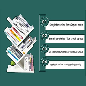 HUAWIND Small Bookshelf Tree Bookshelf,Desktop Book Organizer,5-Tier Floor Standing Bookcase,Can Place Books,Magazines and CDs (Black)