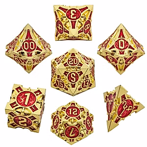 GIUADKXD DND Metal Dice Set - D&D Dungeons & Dragons Dice Set Polyhedron for RPG Role Playing Board Game Warhammer Cool Dice DND Accessories D4 D6 D8 D10 D10% D12 D20（Red）