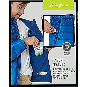 Eddie Bauer Boys' Jacket - CirrusLite Weather Resistant Down Coat for Boys - Insulated Quilted Bubble Puffer (3-20), Size 18-20, Cobalt