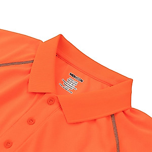 Corna Men's Short Sleeve Mesh Polo Shirts Moisture Wicking Performance Golf Polo(HI VIZ Orange,XXL)