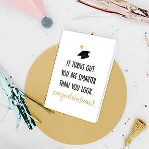Nchigedy Funny Graduation Card for College High School, Humorous Grad Card for Him Her, Congratulations Graduation Card for Son Daughter, You Are Smarter Than You Look