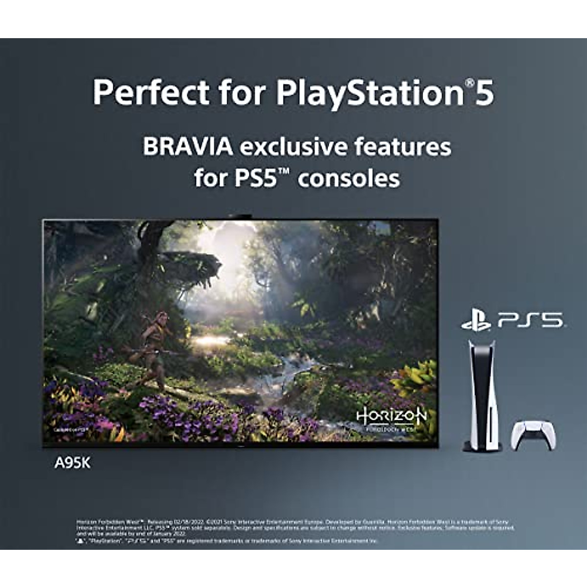 Sony 65 Inch 4K Ultra HD TV A95K Series: BRAVIA XR QD-OLED Smart Google TV with Dolby Vision HDR, Bluetooth, Wi-Fi, USB, Ethernet, HDMI and Exclusive Features for Playstation 5 XR65A95K- 2022 Model