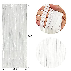 3 Pack Foil Fringe Backdrop Curtains Party Decoration - Tinsel Party Door Fringe Curtain Backdrop for Birthday Bachelorette Party Engagement Graduation Decoration (Sequins Light Blue)