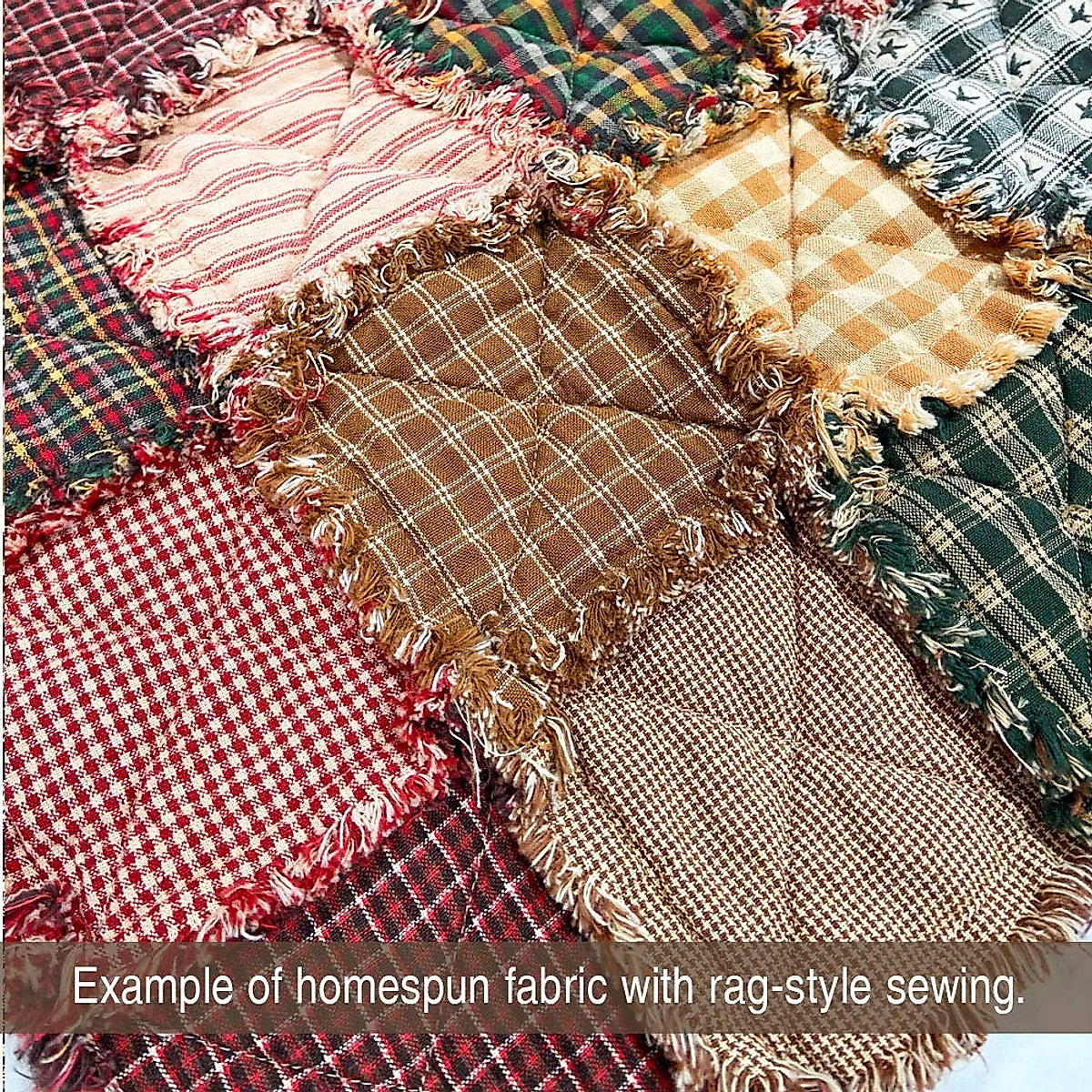 Nutmeg Brown Cotton Homespun Plaid Fabric by JCS - Sold by The Yard