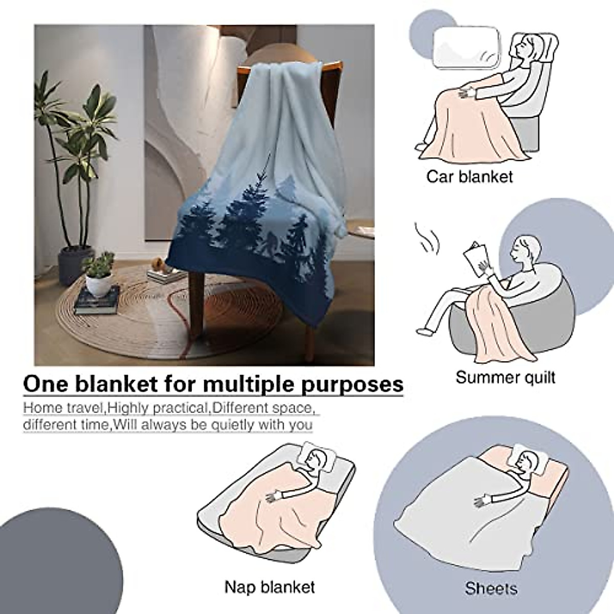 Ruxacty Bigfoot Sasquatch Blanket Bigfoot Gifts Sasquatch Gifts 60" X 50"