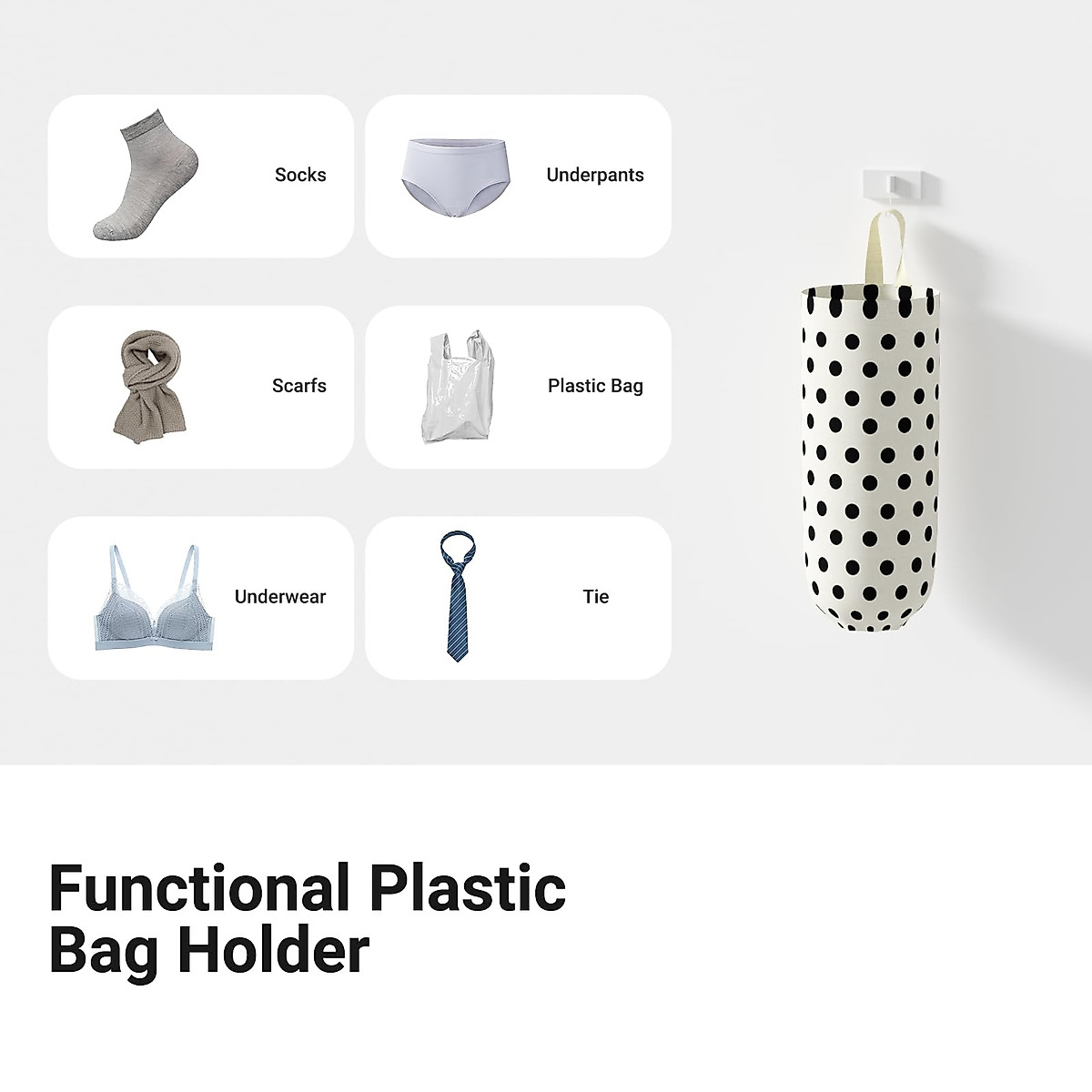 Melovinho Plastic Bag Holder Grocery Bag Holder Wall Mount Reusable Trash Bag Organizer for Home Kitchen Pantry Decor,1 Pcs (White)