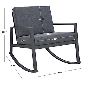 SAFAVIEH PAT7727A Outdoor Collection Cantor Grey Cushion Rocking Chair