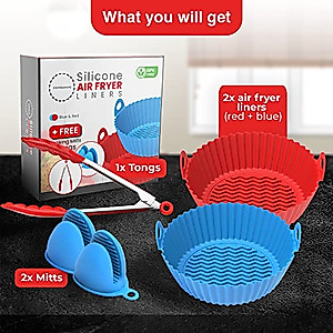 2 PACK Air Fryer Silicone Liners Pot for 3 to 6 QT, Air Fryer Liners Reusable, AirFryer liners silicone, Reusable silicone air fryer liners Silicone air fryer basket Air fryer liners silicone