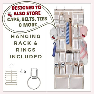 BC BUTLER & CHEF Over Door Shoe Organizer Extra Large With 51 Pockets - With Hanging Rack Rings & Storage Accessories - For Behind Back of Door or Closet, Strong 800D Fabric, Wall Mountable, Holder