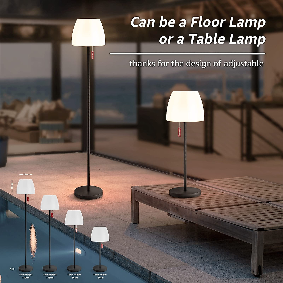 Uuffoo Solar Floor Lamp Outdoor Indoor 2-in-1 RGB Dimmable Light