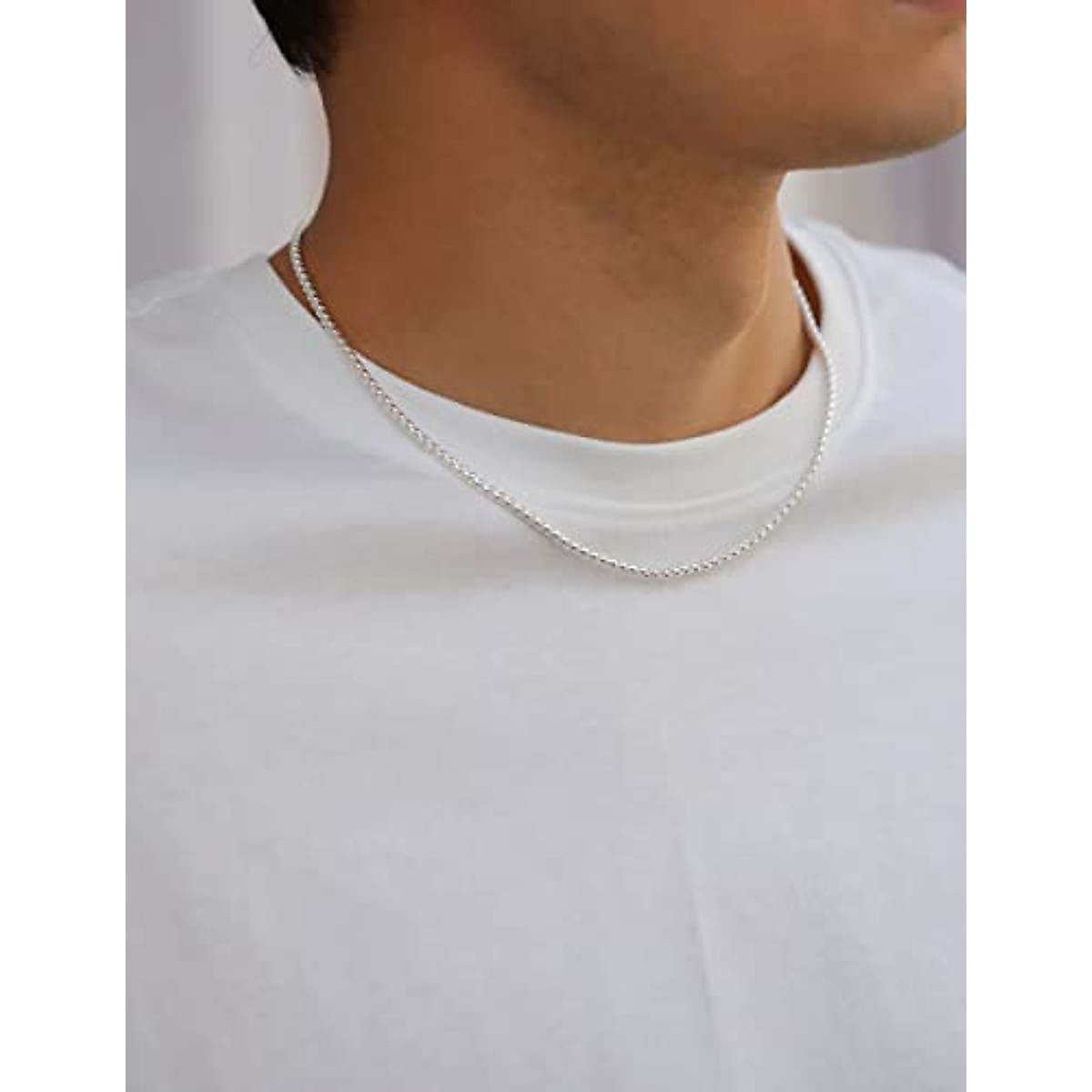 nometo Silver Necklace for men 2.5mm Box Chain 925 Sterling Silver Clasp Box Chain Silver Chain for men 16/18/20/22/24/26/28/30 Inches(16)