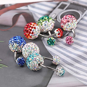 ZS Pretty Belly Button Ring with Gradual Color Crystal Fervid Ball Navel Ring for Women (AB White)