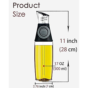 Oil Dispenser Bottle, 17oz Olive Oil Dispenser Oil Sprayer, Clear Glass Refillable Oil and Vinegar Dispenser Bottle with Measuring Scale Pump for Kitchen, Cooking, Salads, Baking Frying, BBQ (Clear)