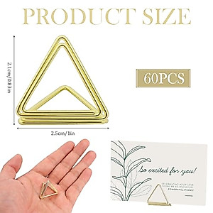 KALIONE 60 Pieces Triangle Place Card Holders Gold Table Number Holders Mini Table Picture Holders Name Place Card Photo Stand Holder Clips for Office Restaurant Wedding Anniversary Party