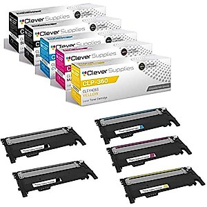 CS Compatible Toner Cartridge Replacement for Samsung CLP 360 CLT-K406S Black CLT-C406S Cyan CLT-Y406S Yellow CLT-M406S Magenta CLP-360 363 365W 366W 367W 368 3302 3303FW 3305FW 3306W 5 Color Set