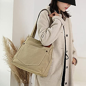 Sunshinejing Women's Canvas Tote Purse Handbag Top Handle Shoulder Work Bags (Brown)