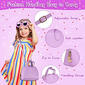 Learn2M Purple Play Purse for Little Girls Ages 3-6, My First Purse Toy with Handbag, Makeup Set, Sunglasses, Smartphone, Wallet, Car Keys, Credit Cards and Fake Money