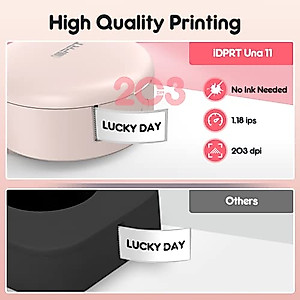 iDPRT Label Maker, UNA 11 Bluetooth Label Maker Machine with Tape, Mini Thermal Printer for 12-15mm Tape, Compatible with Android/iOS, Multi-templates for Home/Organization/Office Labeling, Pink