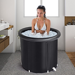 teeche Heavy Duty Ice Bath Tub for Athletes, 105 Gal Portable Cold Plunge Tub with Lid, Ideal for Recovery Therapy at Home, Gym, and Outdoor Use