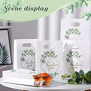 60 Pcs Greenery Eucalyptus Thank You Bags Thank You Gift Bags with Handles, Thank You Paper Bags Bulk for Business, Party, Merchandise, Boutique, Wedding, Birthday