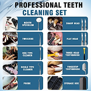 Dog Plaque Remover for Teeth,5 Modes Pet Ultrasonic Tooth Cleaner, Dog Tooth Tartar Remover, Teeth Cleaning Kit for Dental Care, Teeth Cleaner with LED Light, Finger Toothbrush for Dogs and Cats