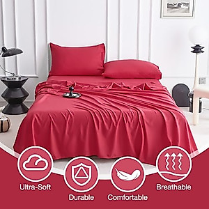 Queen Sheet Set - Soft Bed Sheets for Queen Size Bed, Extra Deep Pocket Hotel Luxury Sheets, Cooling Breathable Bedding Sheets and Pillowcases, Wrinkle Free Oeko-Tex Sheets 4 Piece
