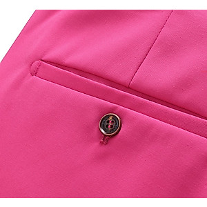 UNINUKOO Mens Dress Pants Slim Fit Solid Color Skinny Trousers Classic Business Casual Wedding Suit Pants US Size 29W x 30L Pink