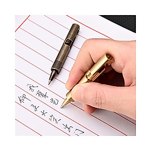 SZHOWORLD Mini Brass Ballpoint Pen, Replaceable EDC Black Ink Pens By Bolt Action for Office, Working, Writing, Signing, Traveling, Business work, Special Gifts (Bolt Action(Brass))