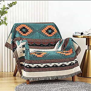 Homesy Aztec Throw Blankets Navajo Southwestern Throws Cover Reversible Southwest Blanket for Couch Chair Sofa Bed Home Outdoor Beach Travel