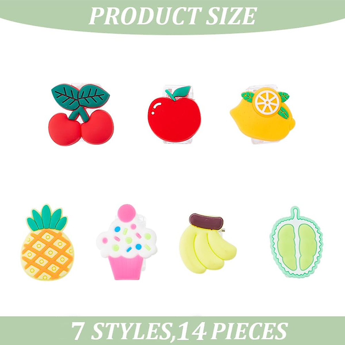 GOMAKERER 22 Pcs Cute Chip Clips, 11 Styles Plastic Fruit Bag Clips Funny Chip Clips Cute Bag Clips Dispenser Bag Clips Food Seal Storage Clips Photo Card Clips