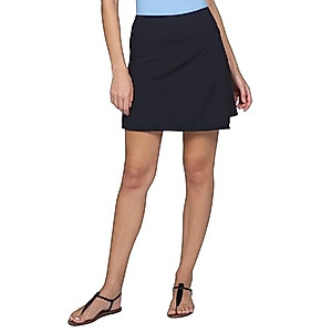 IBKUL Athleisure Wear Sun Protective UPF 50+ Icefil Cooling Tech Faux-Wrap 17 ¼” Skort with Back Pockets 26000 Navy Solid M