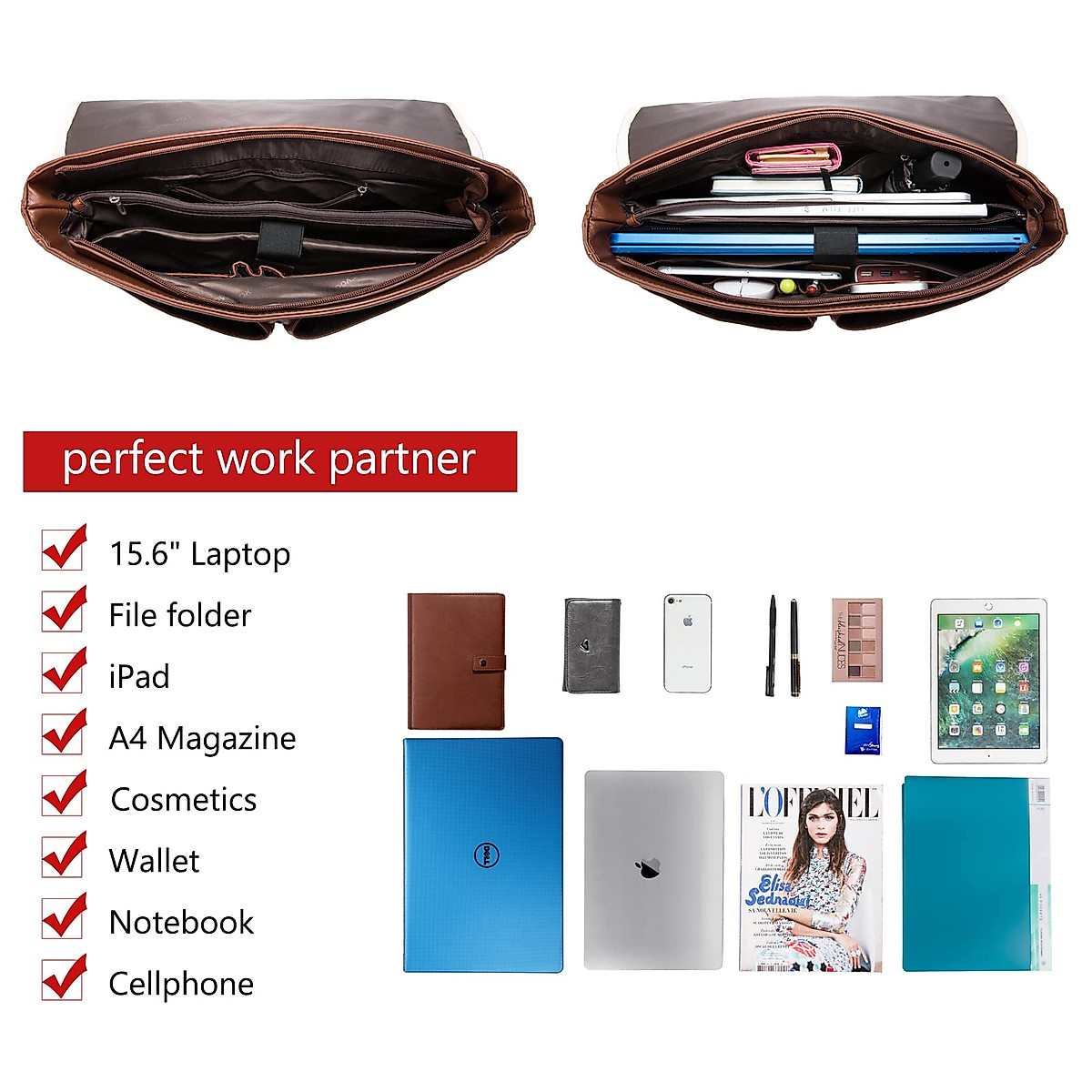 LOVEVOOK Laptop Bag for Women 15.6 inch,Leather Messenger Bag for Women,Large Waterproof Laptop Tote Computer Work Teacher College Bag Bookbag,Cute Womens Briefcase Satchel Purse Handbag Shoulder Bag