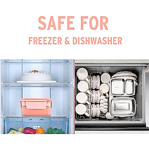 Freshmage Stainless Steel Bento Box for Adults & Kids, Leakproof Stackable Large Capacity Dishwasher Safe Lunch Container with Divided Compartments, Pink