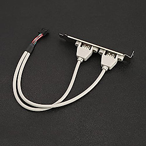 The Lord of the Tools 2Pcs 2 Port USB A Female Slot Plate Adapter 2 Port USB 2.0 Rear Panel Expansion Bracket to 9 Pin USB Cable Host Adapter 30cm PVC