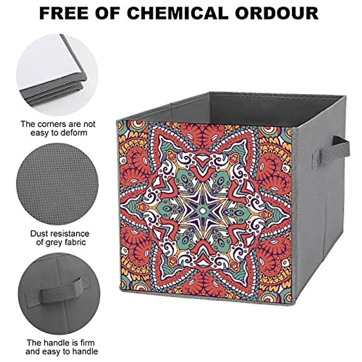 Beautiful Bohemian Style Collapsible Storage Bins Basics Folding Fabric Storage Cubes Organizer Boxes with Handles