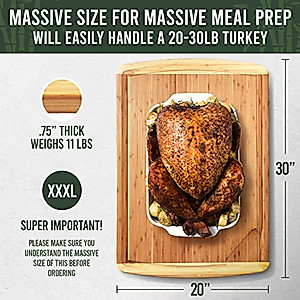 30 x 20 Bamboo Extra Large Cutting Board - Wooden Stove Top Cover Noodle Board - Meat Cutting Board for BBQ - Turkey Carving Board - Extra Large Charcuterie Board - Over the Sink Cutting Board