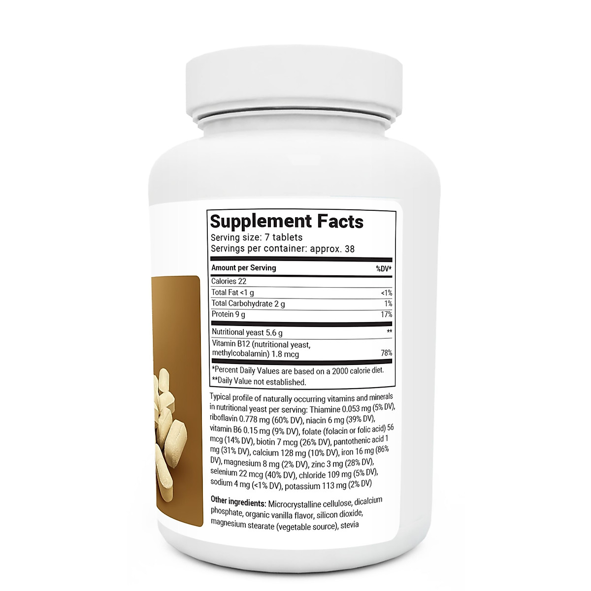 Dr. Berg Nutritional Yeast Tablets – Natural B12 Added - All 8 B Vitamin Complex – Organic Vanilla Flavor - 270 Vegan Tablets Dietary Supplements
