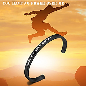 PLITI You Have No Power Over Me Inspirational Cuff Bangle Bracelets for Women Movie Gift (No Power Over CB black)