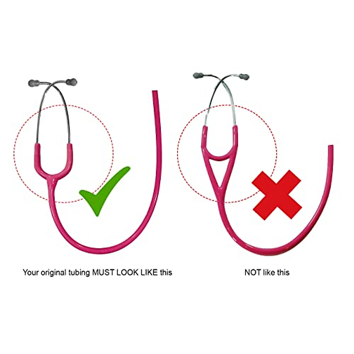 (Stethoscope Binaural) Replacement Tube by Reliance Medical fits Littmann® Classic II SE Stethoscope - TUBING RASPBERRY Color